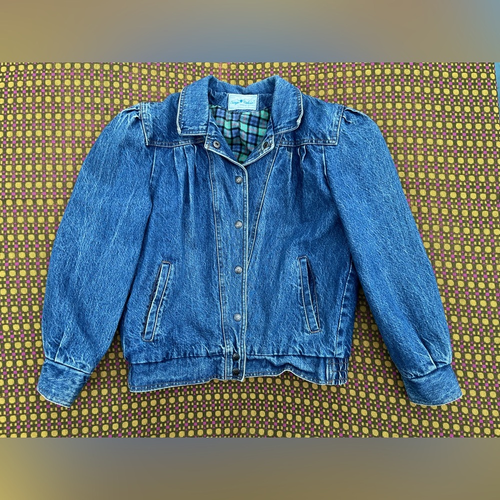Vintage Sergio Valente Denim Jean Jacket, Plaid Linin… - Gem